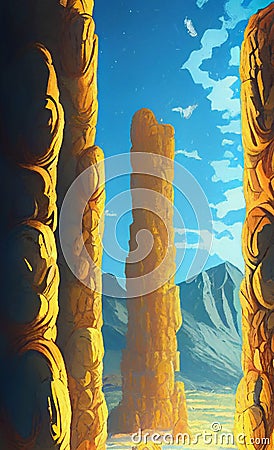 Columnar Basalt - Abstract Fantasy Landscape Stock Photo ...