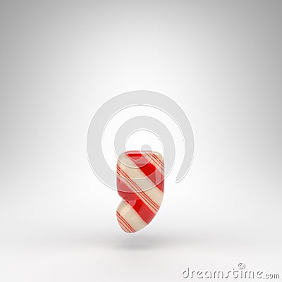 Coma Symbol On White Background. Candy Cane 3D Sign With Red And White ...