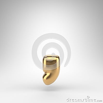 Coma Symbol On White Background. Golden 3D Sign With Gloss Metal ...