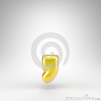 Coma Symbol On White Background. Yellow Car Paint 3D Sign With Glossy ...