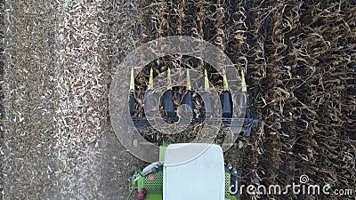 Top Down View Combine Harvester. Close Up Agment. Modern Combine ...