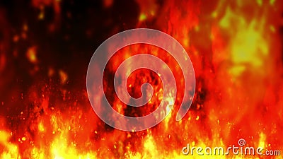 Comic Cartoon Pattern of Burning Fire Flames on Black Background ...