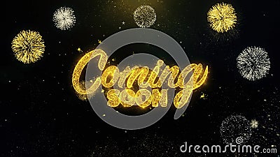 Coming Soon Written Gold Particles Exploding Fireworks Display Stock ...