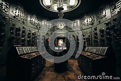 Command Post Of A Retro Analog Control Center For An Industrial ...