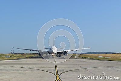 Commercial Plane Ready To Take-off, Front View. Aviation Industry ...