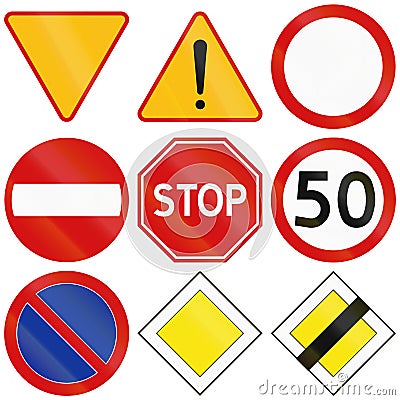Common Traffic Signs In Poland Stock Illustration - Image: 55601481