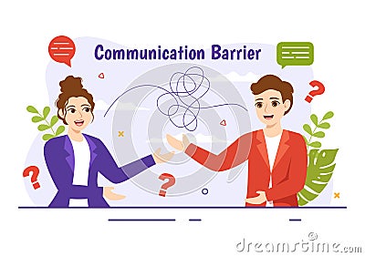 Communication Barrier Vector Illustration With Bad Communications ...