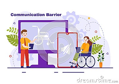 Communication Barrier Vector Illustration With Bad Communications ...
