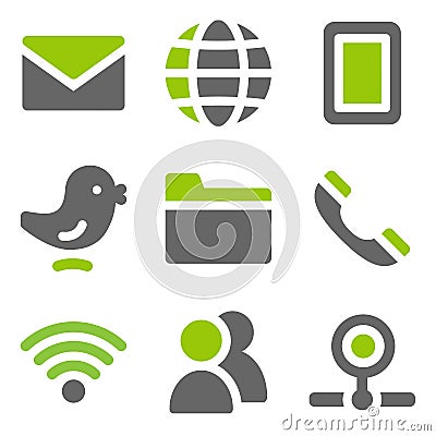 Communication Web Icons, Green Grey Solid Icons Royalty Free Stock ...