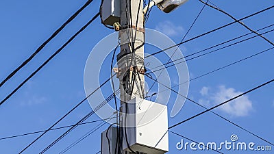 Communication Wires on a Pole Stock Video - Video of equipment, metal ...