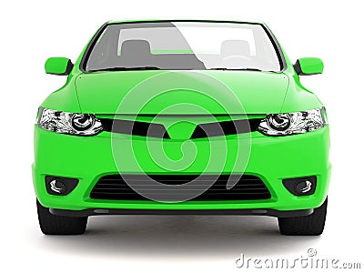 Compact Green Car Front View Stock Images - Image: 12111724