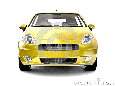 Compact Yellow Car Front View Stock Images - Image: 10141144