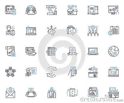 Company Launch Line Icons Collection. Unveiling, Beginning, Kickoff ...