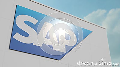 SAP SE Logo on the Wall. Editorial 3D Animation Stock Footage - Video ...