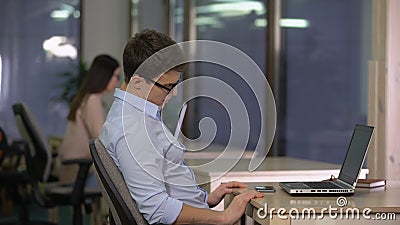 Company Worker Tired of Monotonous Routine Work, Overworking, 24-7 ...