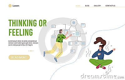 Comparison Of Thinking Vs Feeling MBTI Personality, Flat Vector ...