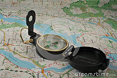 Compass On The Detailed Map Stock Image | CartoonDealer.com #12122209