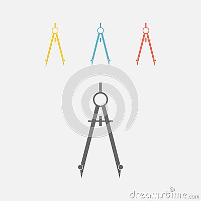 Compass, Dividers Icon Set Cartoon Vector | CartoonDealer.com #97100723