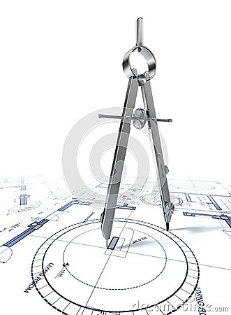 Compass Drawing Circle On Architectural Plan Royalty-Free Stock Photo ...