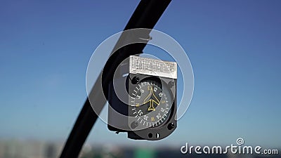 Compass in Flying Helicopter Aircraft. Dashboard Cabin View of Copilot ...