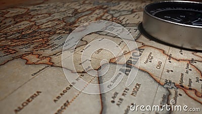 Compass on the Map of Africa. Stock Video - Video of navigation, retro ...