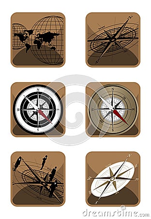 Compass And Map Icons Vector Illustration | CartoonDealer.com #11521422