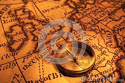 Compass And Map Of UK And Europe Royalty Free Stock Photo - Image: 26271515