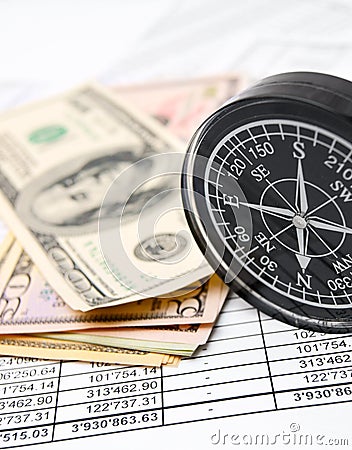 Compass And Money (dollars) On Documents. Royalty-Free Stock Image ...