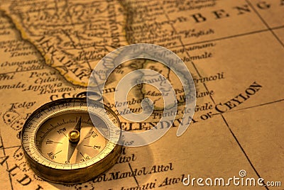 Compass And Old Map India Stock Images - Image: 25551854