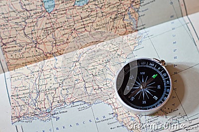Compass On A World Map Royalty-Free Stock Photography | CartoonDealer ...
