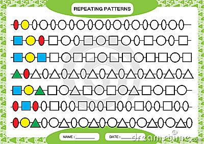 Complete Repeating Patterns. Worksheet For Preschool Kids. Practicing ...