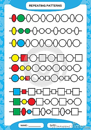 Complete Repeating Patterns. Worksheet For Preschool Kids. Practicing ...