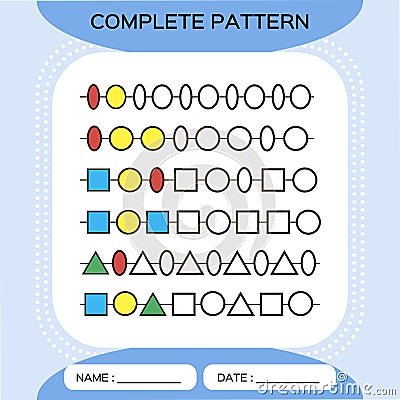 Complete Repeating Patterns. Worksheet For Preschool Kids. Practicing ...