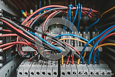 Complex Electrical Wiring System Cables, Connectors, And Control Panel ...