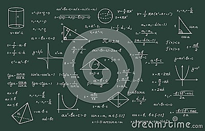 Complex Math Calculations With Chalk Green Chalkboard Illustration ...