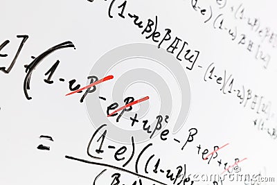 Complex Math Formulas On Whiteboard. Mathematics And Science With ...