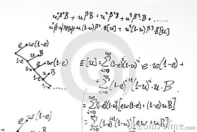 Complex Math Formulas On Whiteboard. Mathematics And Science With ...