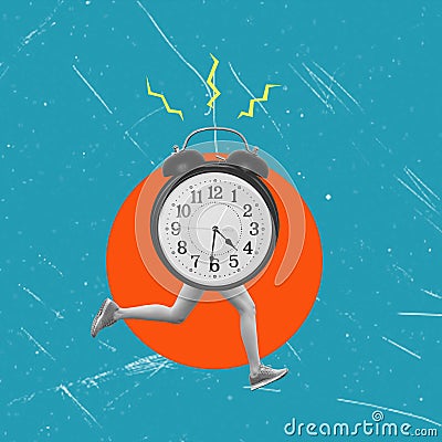 Composite Collage Image Of A Large Bell, Ringing Clock, And Foot ...