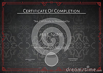Composition Of Certificate Of Completion Text With Copy Space On Grey ...