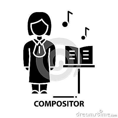 Compositor Icon, Black Vector Sign With Editable Strokes, Concept ...