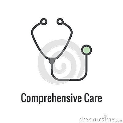Comprehensive Care Icon With Health Related Symbolism And Image Cartoon ...