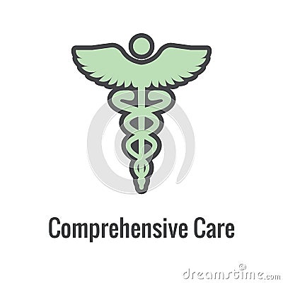 Comprehensive Care Icon With Health Related Symbolism And Image Cartoon ...