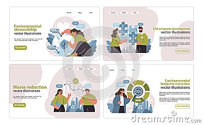 Comprehensive CSR Visuals Set. Showcasing Environmental Care, Program ...