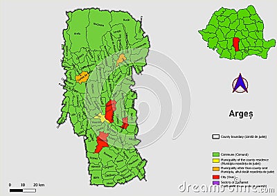 Map Of Romania With Administrative Divisions Of Arges County Map With ...