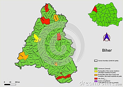 Map Of Romania With Administrative Divisions Of Bihor County Map With ...