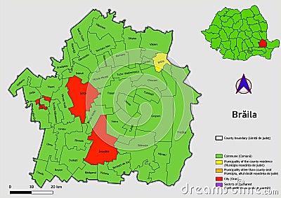 Map Of Romania With Administrative Divisions Of Braila County Map With ...