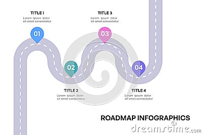 Comprehensive Roadmap Infographic, Strategic Milestone Path With 4 Key ...