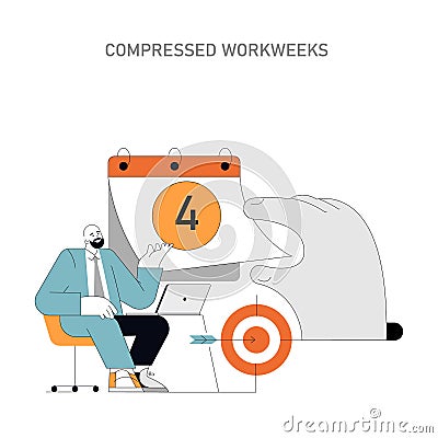 Compressed Workweeks Concept Vector Illustration | CartoonDealer.com ...