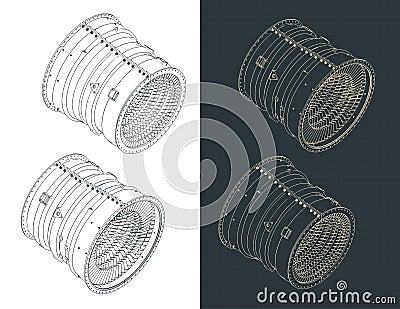 Compressor Stator Case From Turbo Jet Isometric Drawings Vector ...