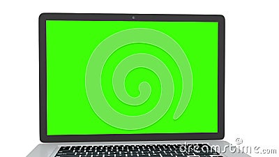 Computadora Portátil Con La Pantalla Verde Almacen De Video - Vídeo de ...